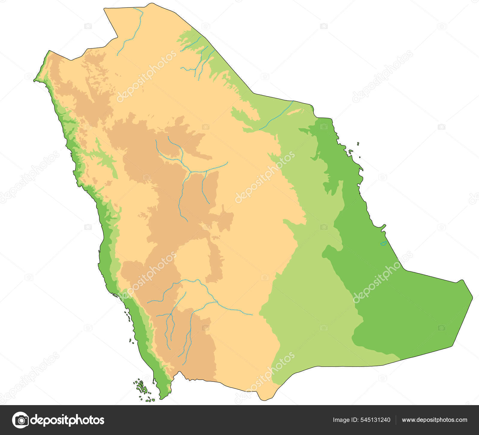 High Detailed Saudi Arabia Physical Map Stock Vector by ©delpieroo ...