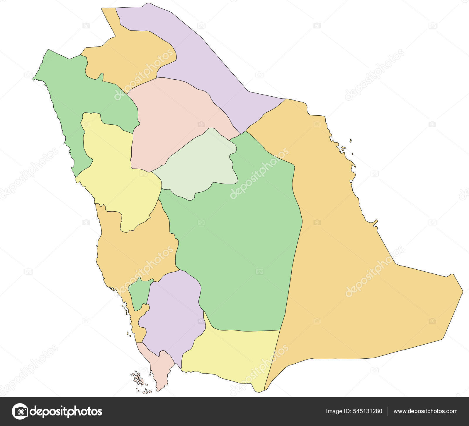 Saudi Arabia Highly Detailed Editable Political Map Stock Vector by ...
