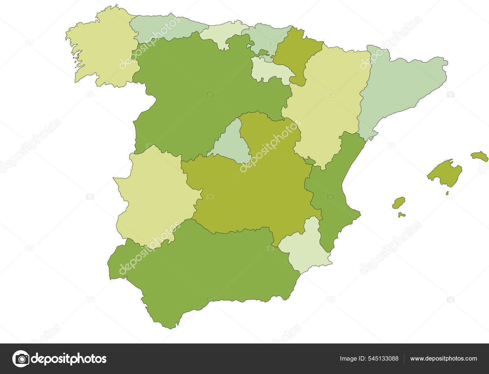 Spanyol Peta Politik Yang Sangat Rinci Dengan Lapisan Lapisan Yang ...