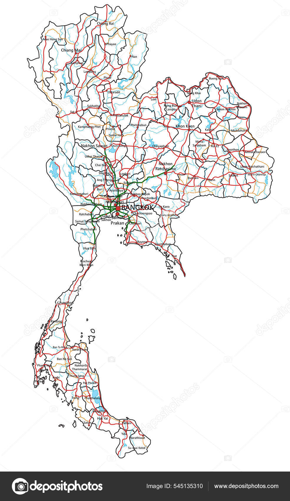 Thailand Road Highway Map Vector Illustration Stock Vector Image by ...