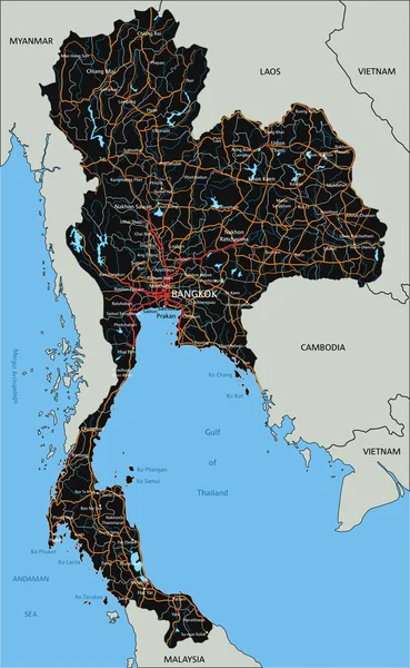 Thailand road map Vector Art Stock Images | Depositphotos