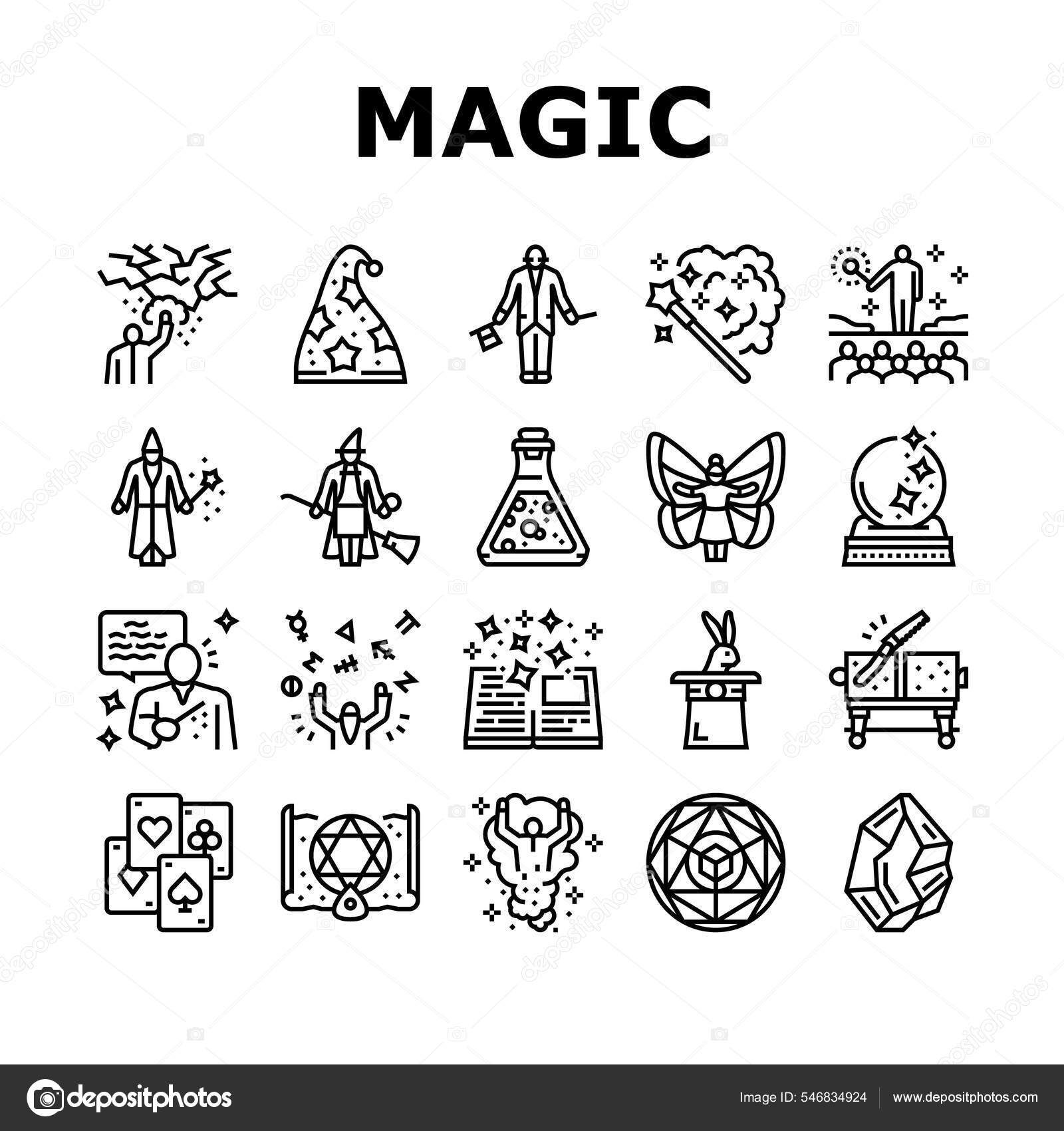 Magic Performing And Accessories Icons Set Vector Stock Vector by ...