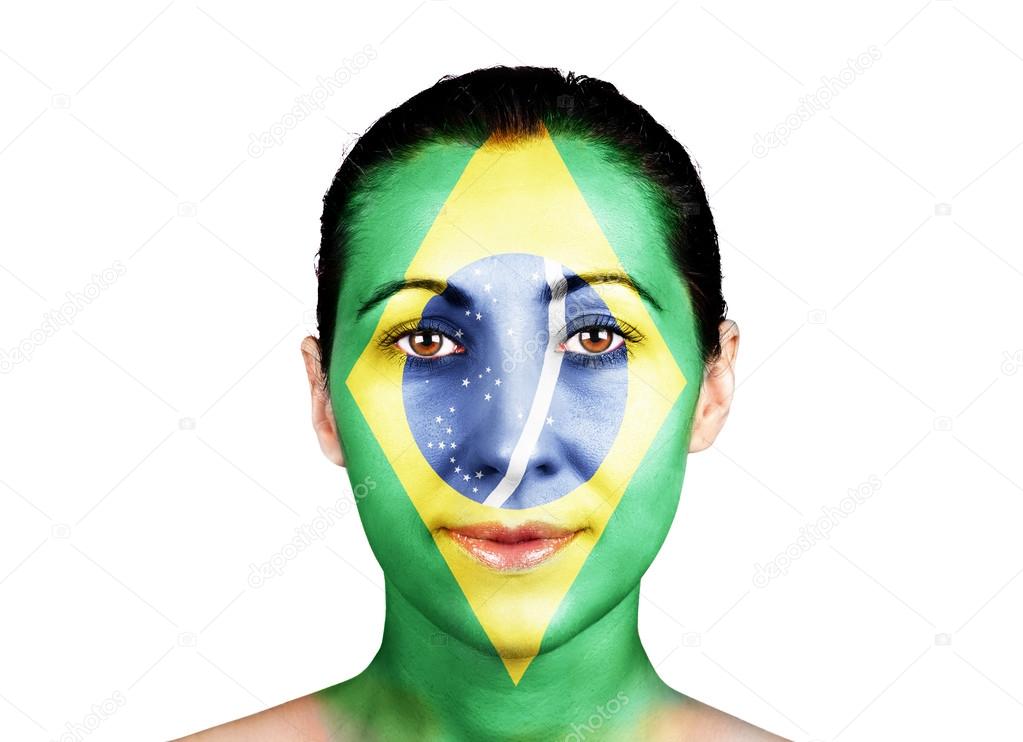 Face with the Brazil flag — Stock Photo © believeinme #34831709