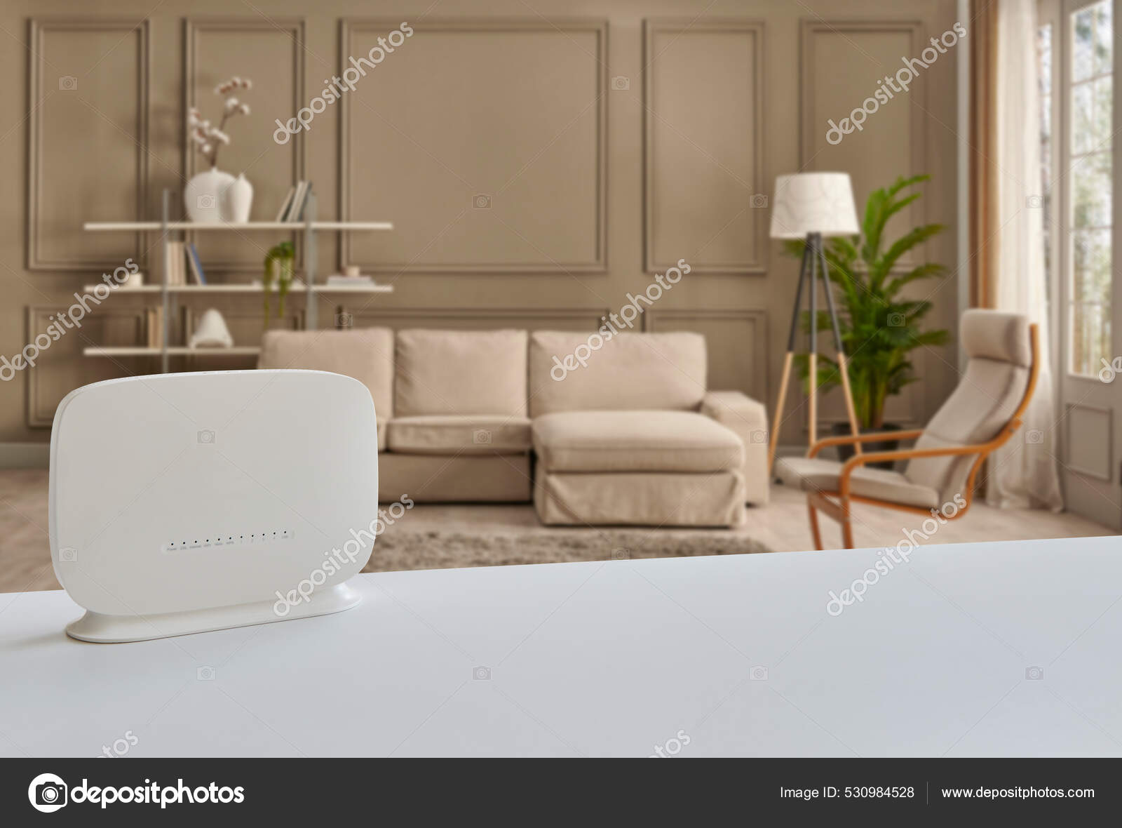 Close White Modem Table Decorative Living Room Background Style Stock ...