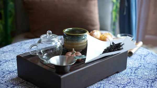 Traditional Tea Set Tray Modern Transparent Pot Clear Small Cup Stock ...