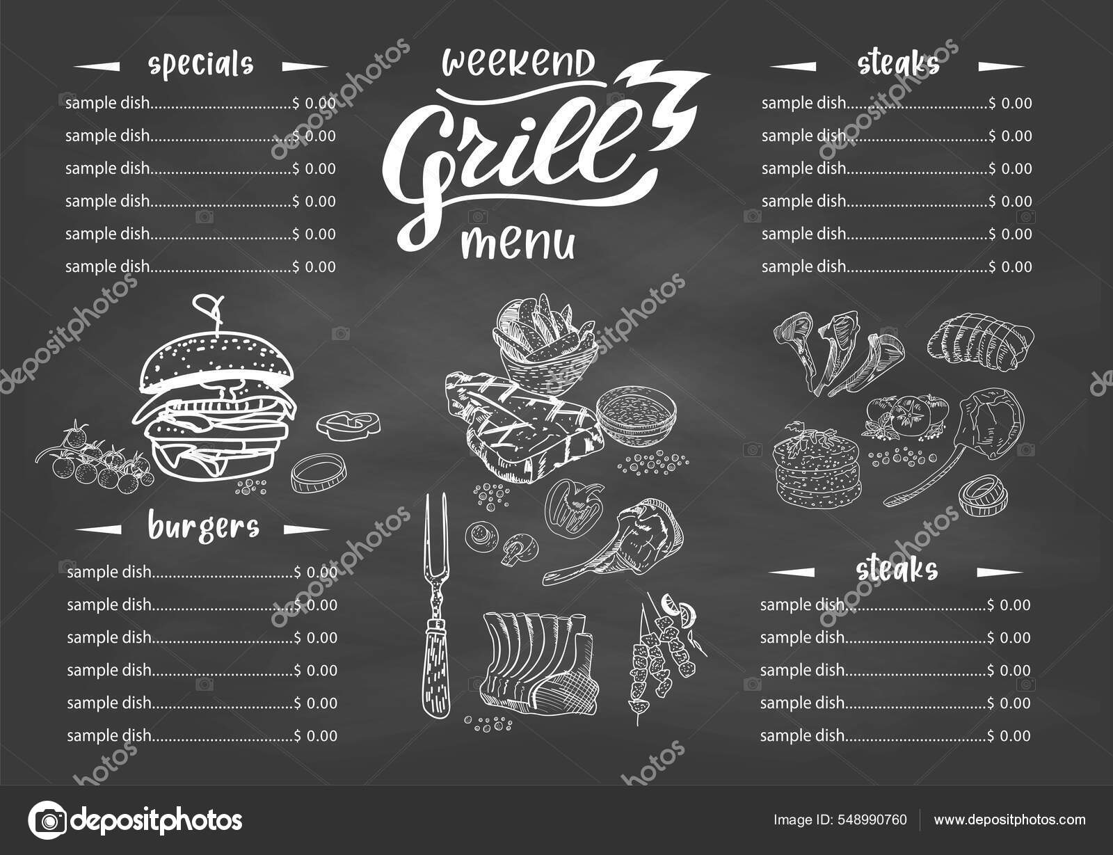 Restaurang Mat Meny Design Med Chalkboard Bakgrund Vektor vektor av ...