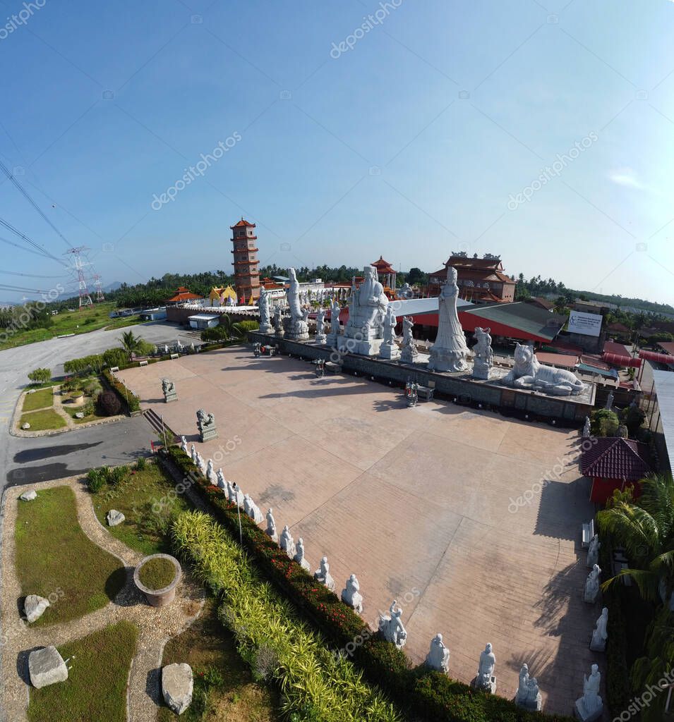Sitiawan, Perak, Malaysia: April 22,2022: Panoramic aerial scene of the ...