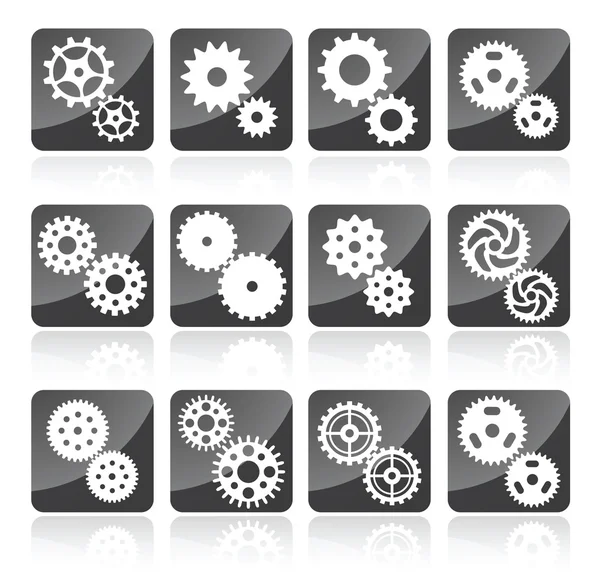 Tooth wheels icons (black) — Stock Vector © jiri_kaderabek #27726077