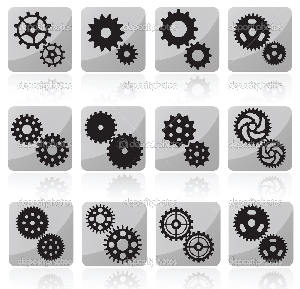 Tooth wheels icons (black) — Stock Vector © jiri_kaderabek #27726077