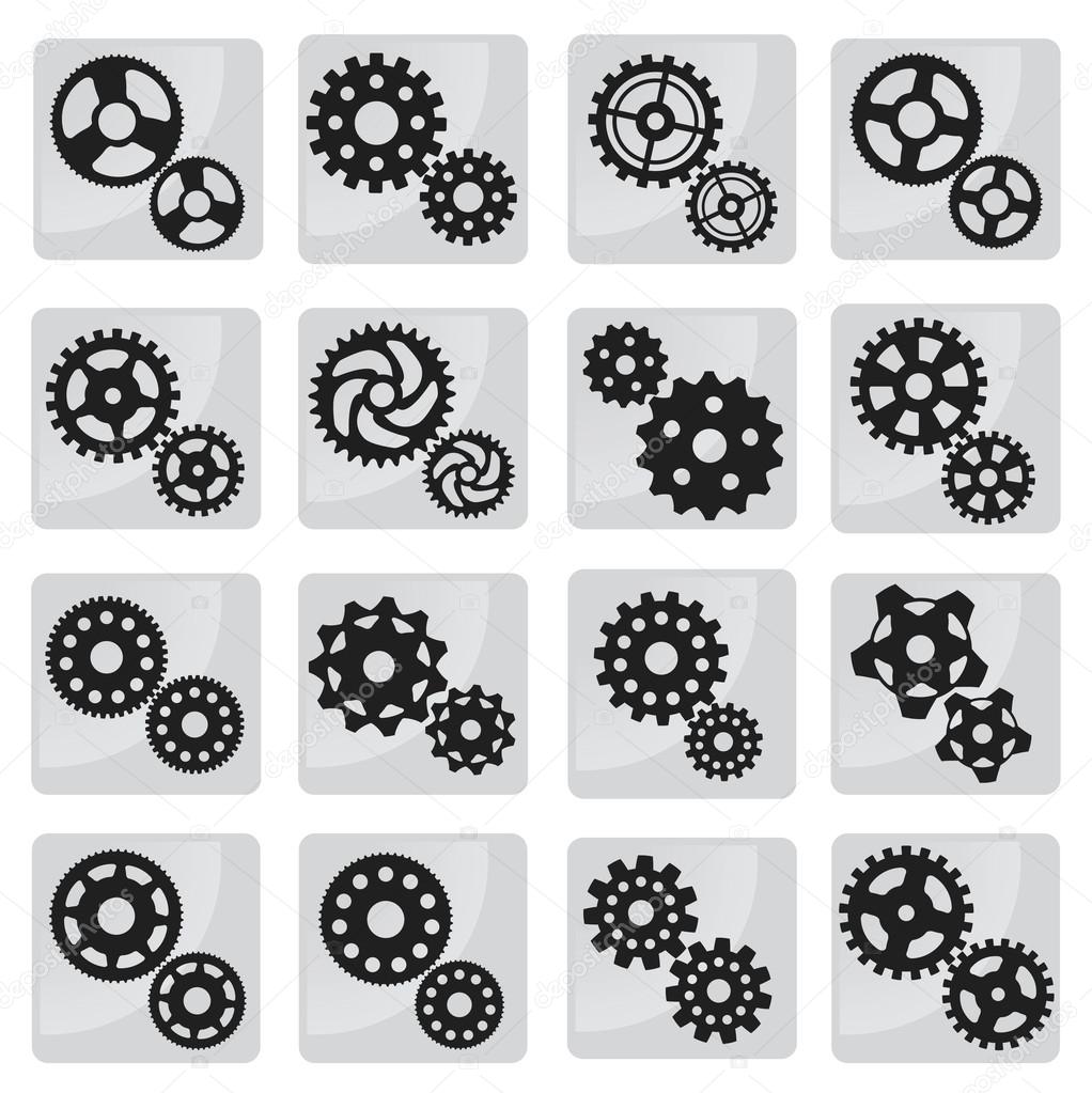 Vector cog icons (black & white) — Stock Vector © jiri_kaderabek #32596647