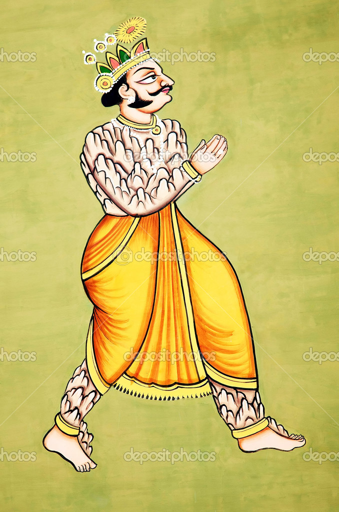 Colorful Rajput Indian mural painting in the Mehrangarh fort of Jodhpur ...