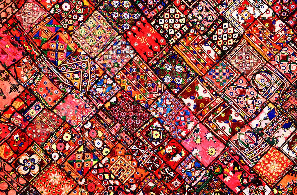 Indian patchwork carpet in Rajasthan, Asia — Stock Photo ...