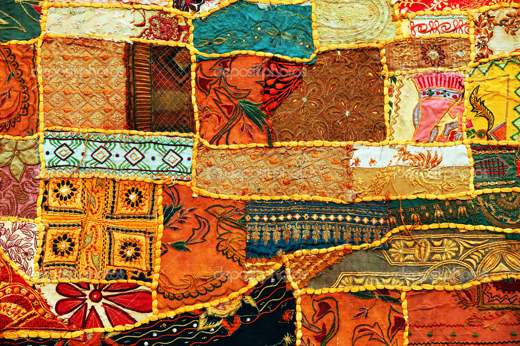 Indian patchwork carpet in Rajasthan, Asia — Stock Photo ...