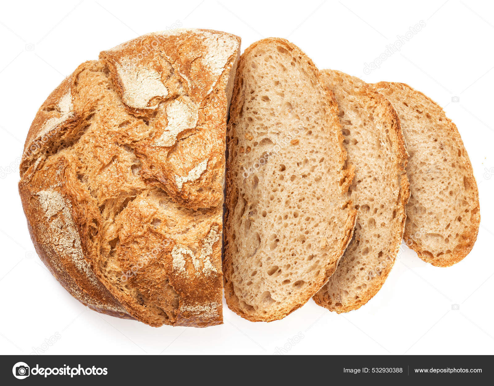 Freshly Baked Bread Isolated White Background Sliced Cutted Wheat Bread ...