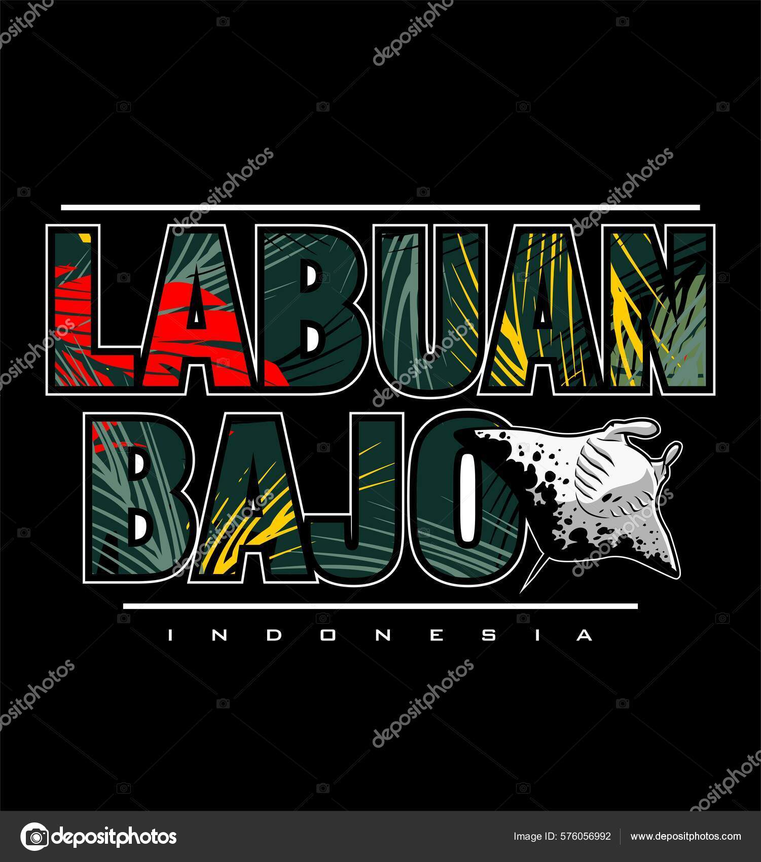 Labuan Bajo Writing Leaves Stock Vector Image by ©jellybox #576056992