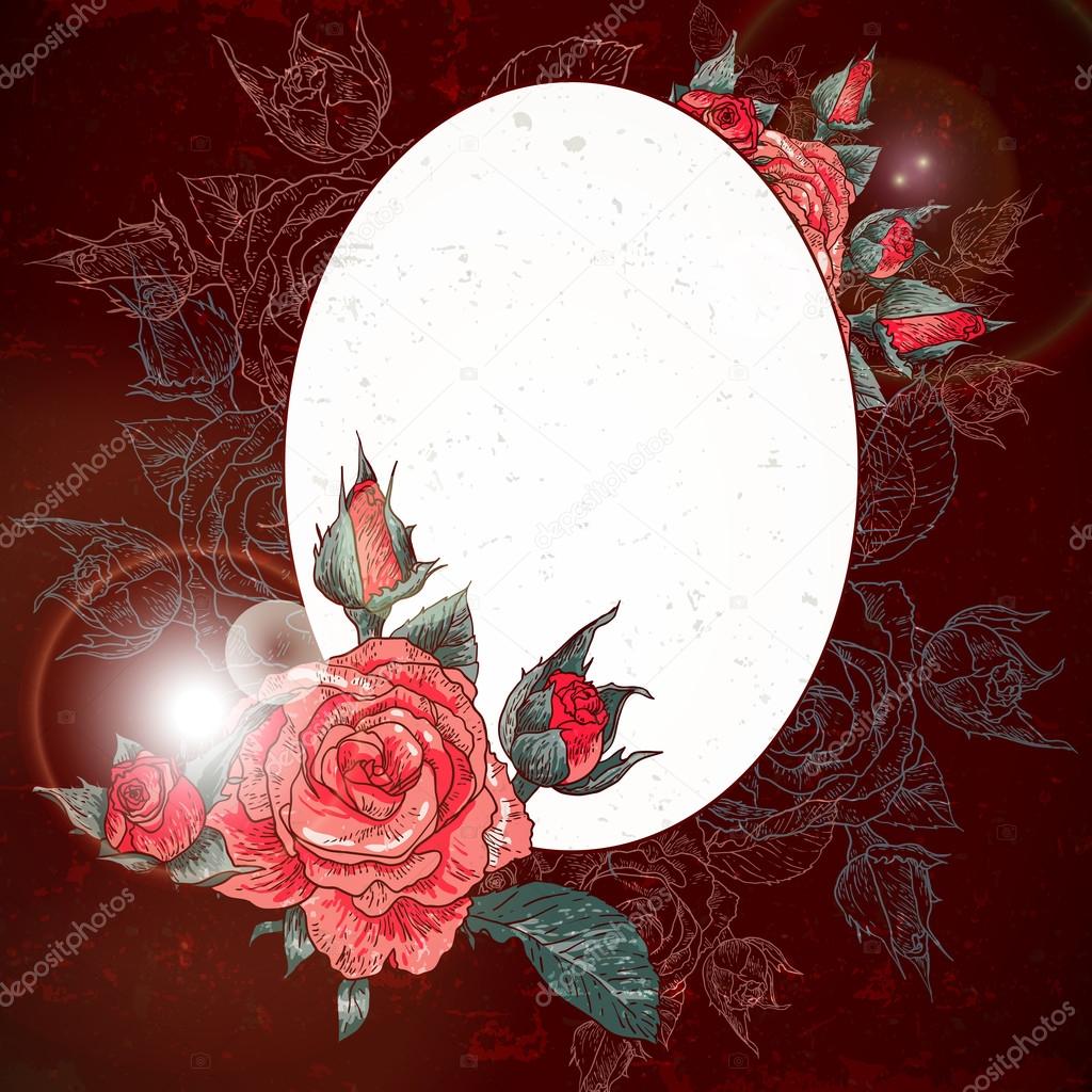 Romantic Vintage Rose Frame Stock Vector by ©Depiano 35668995