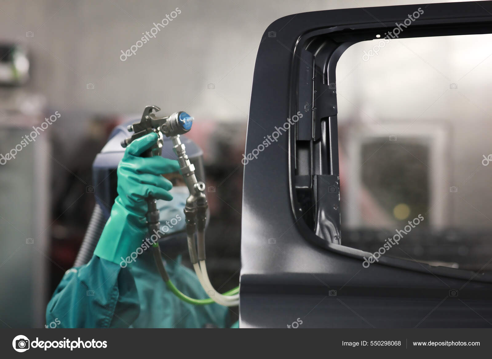 Painter Wearing Full Ppe Protector Pain Vehicle Painting Car Body Stock ...