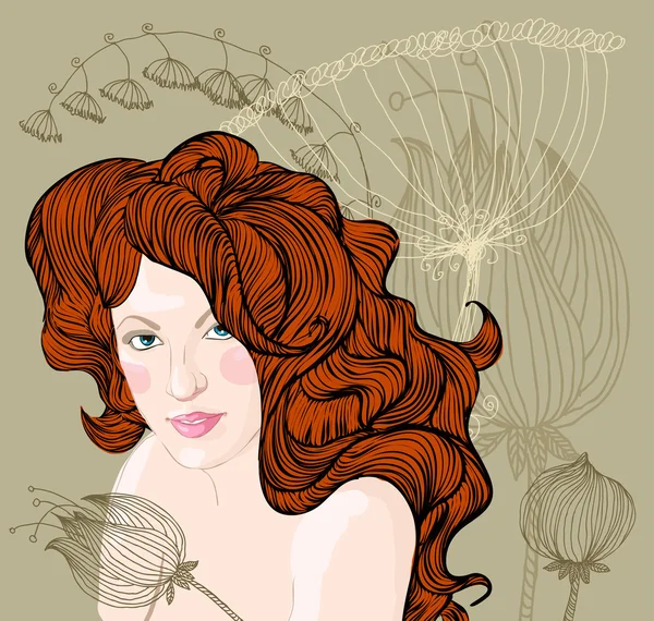 Young woman with beautiful red hair Stock Vector Image by ©vgorbash ...