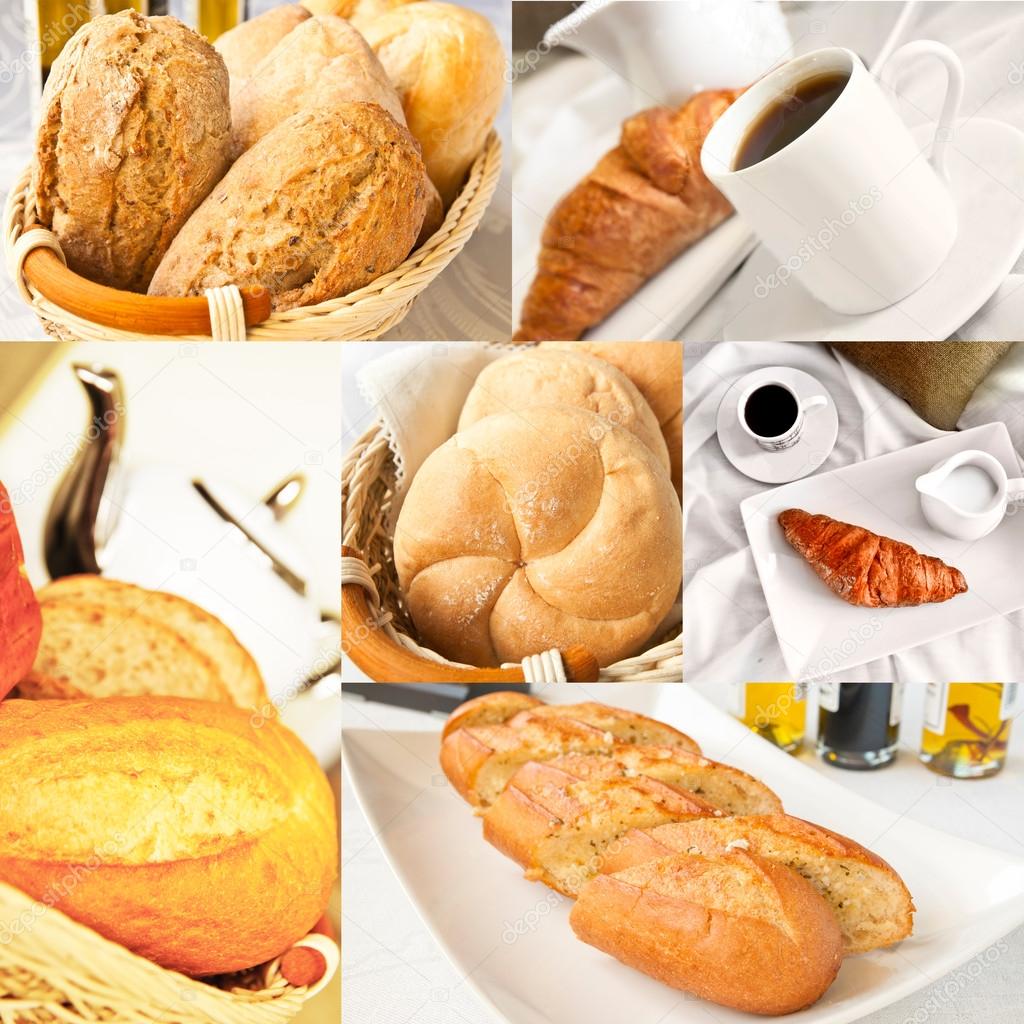 Fresh bread - collage of six photos — Stock Photo © w3design #34659873