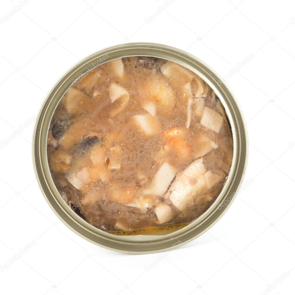 Open pet food can on white background. — Stock Photo © rakijung #48541393