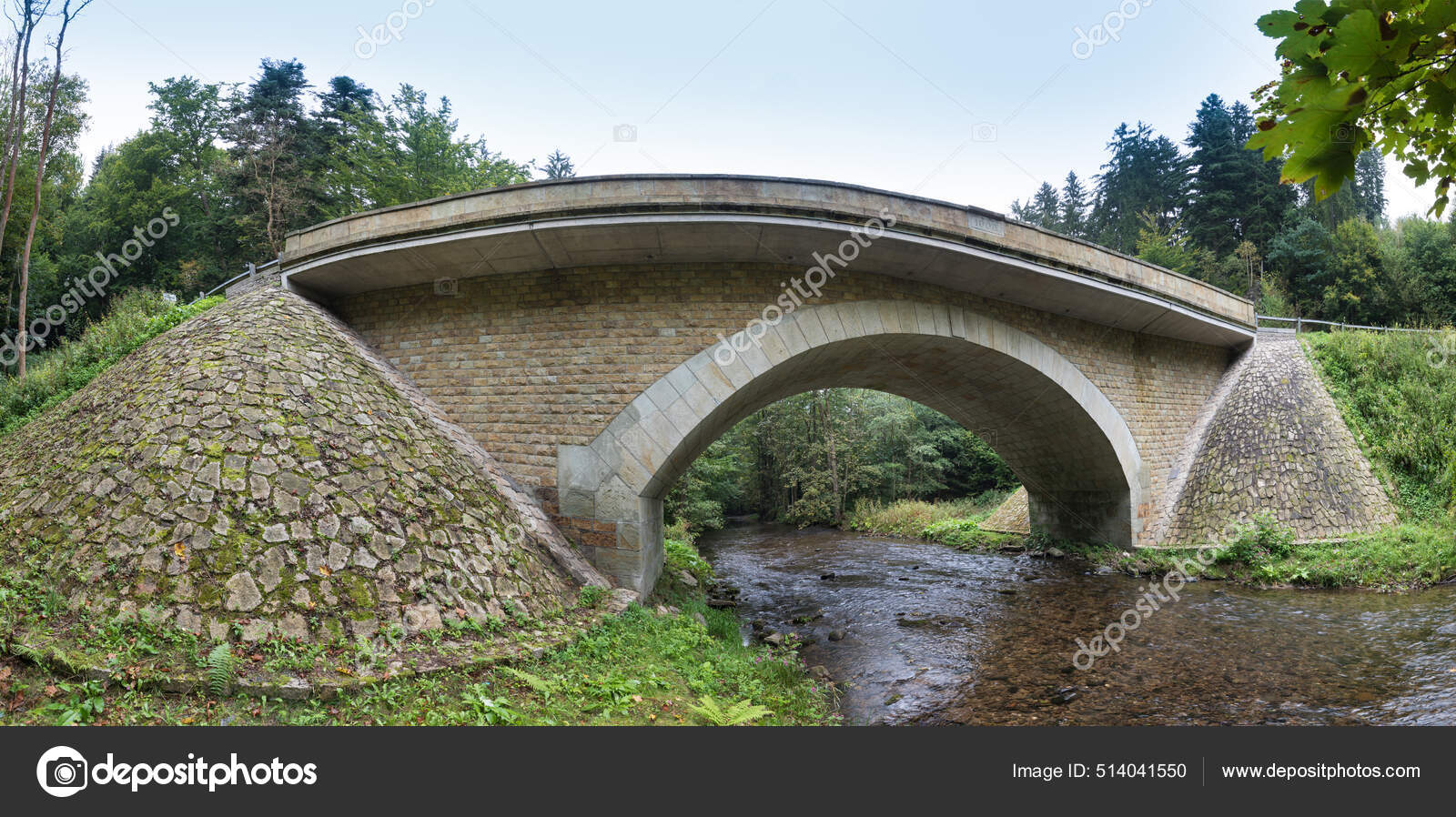 New Bridge Small River Summer Time Small Reinforced Concrete Bridge ...