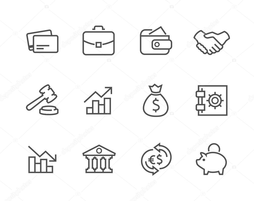 Stroked Financial icons set. ⬇ Vector Image by © davooda | Vector Stock ...