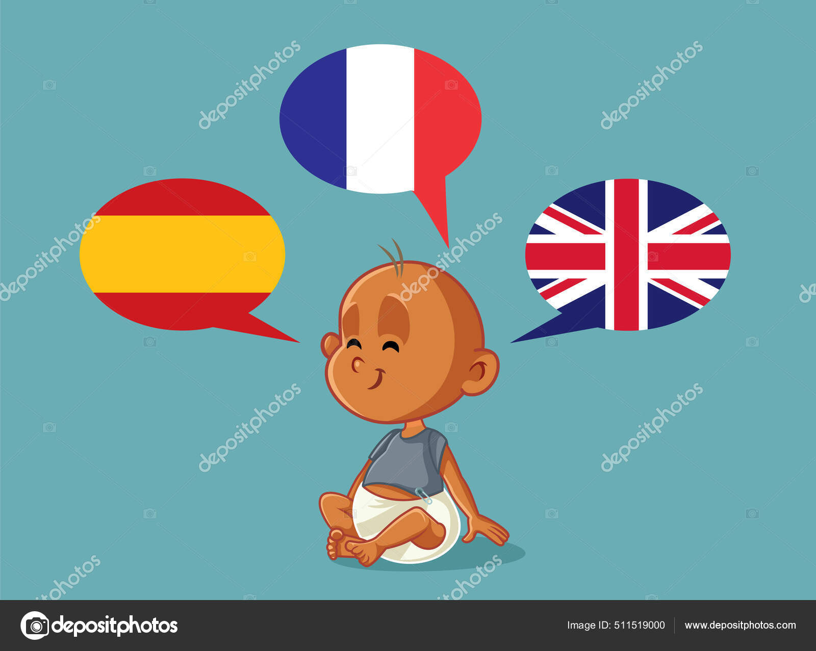 Ilustración Multilingüe Historieta Del Vector Del Bebé Vector de stock ...