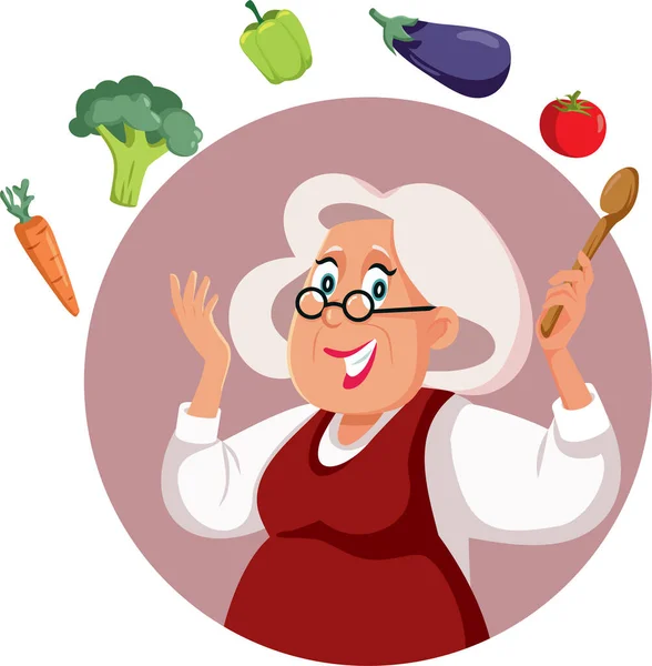Cartoon grandmother cooking Vector Images | Depositphotos