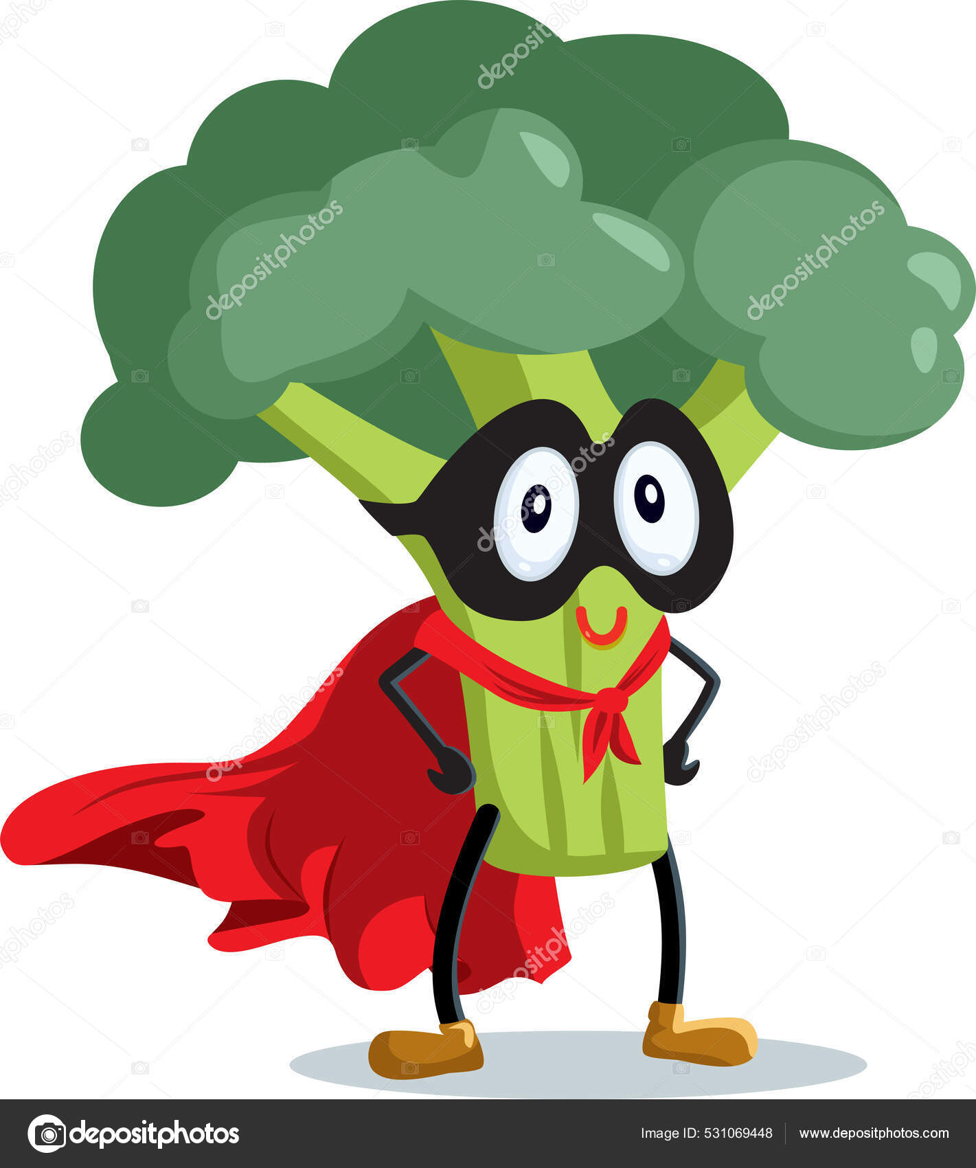 Forte Super Herói Brócolis Vetor Personagem Dos Desenhos Animados Stock ...