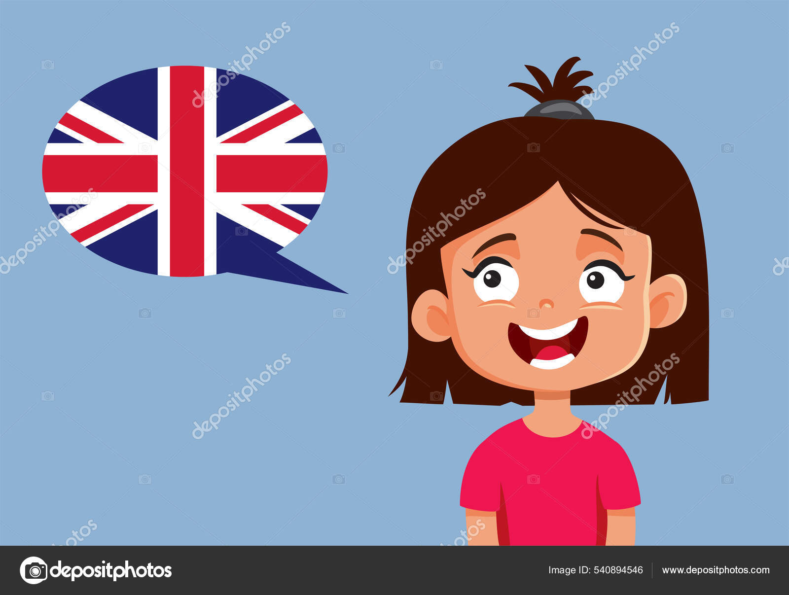 Student Girl Speaking English Vector Cartoon Illustration Vector de ...