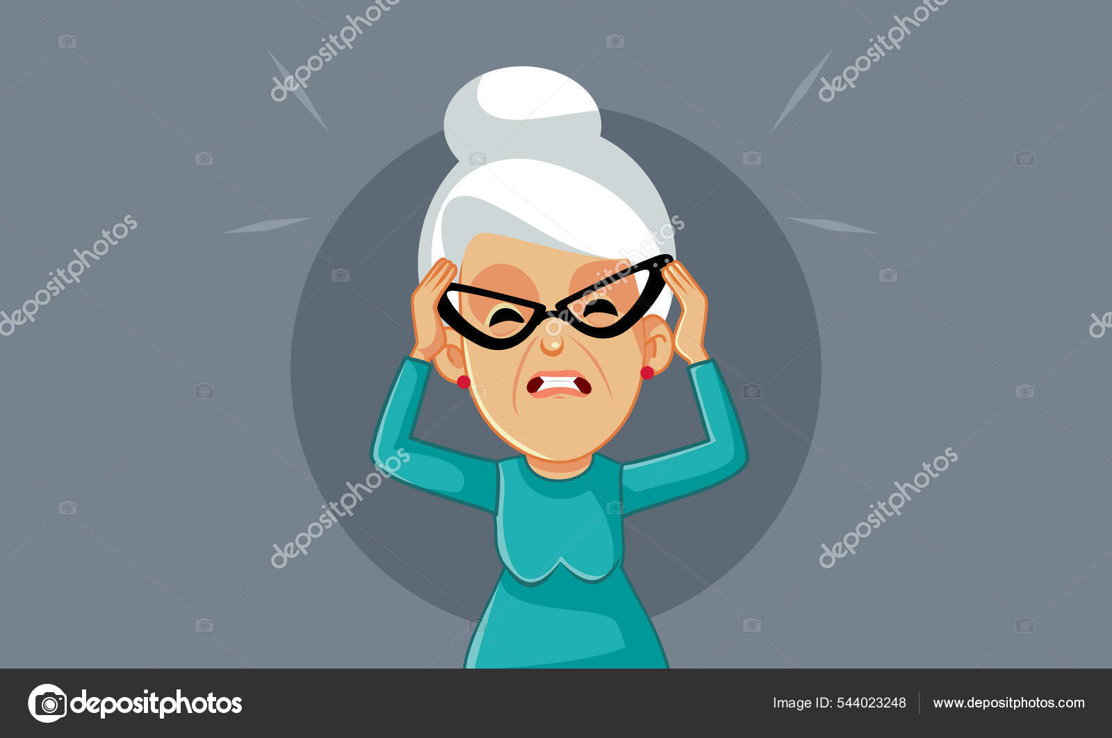 Estresado Exasperado Abuela Vector Dibujos Animados Ilustración Vector ...