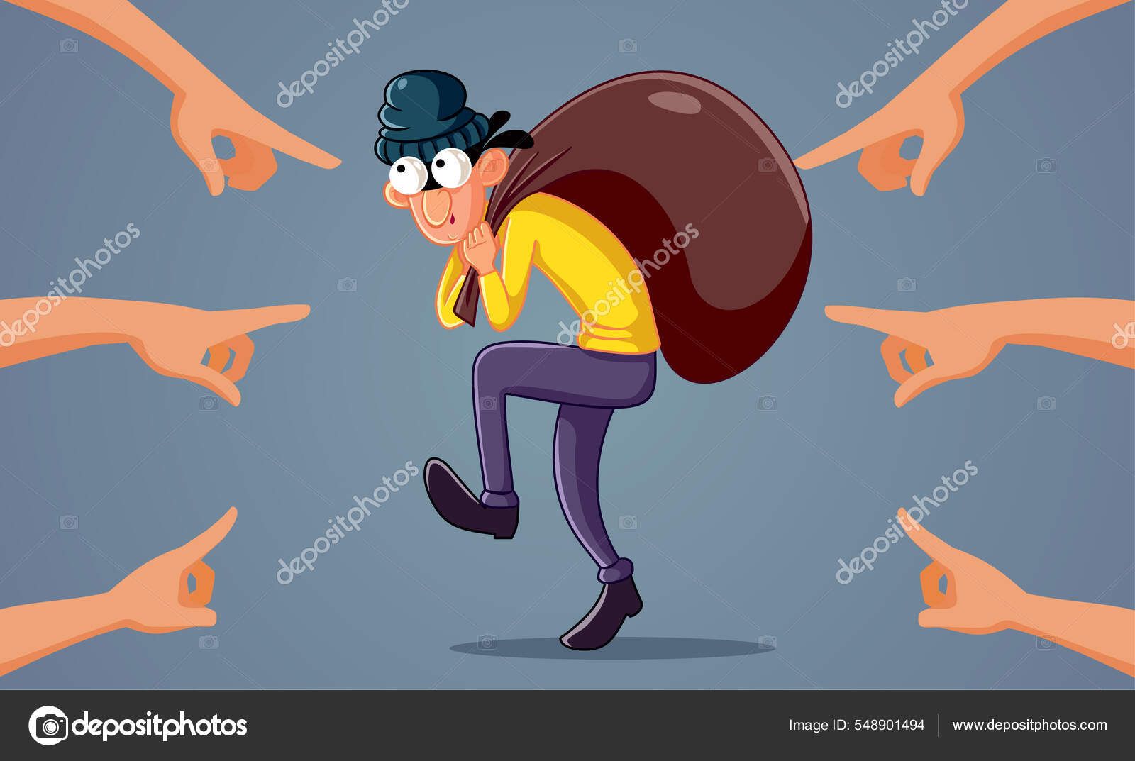 Manos Señalando Ladrón Atrapado Robando Vectores Ilustración Dibujos ...