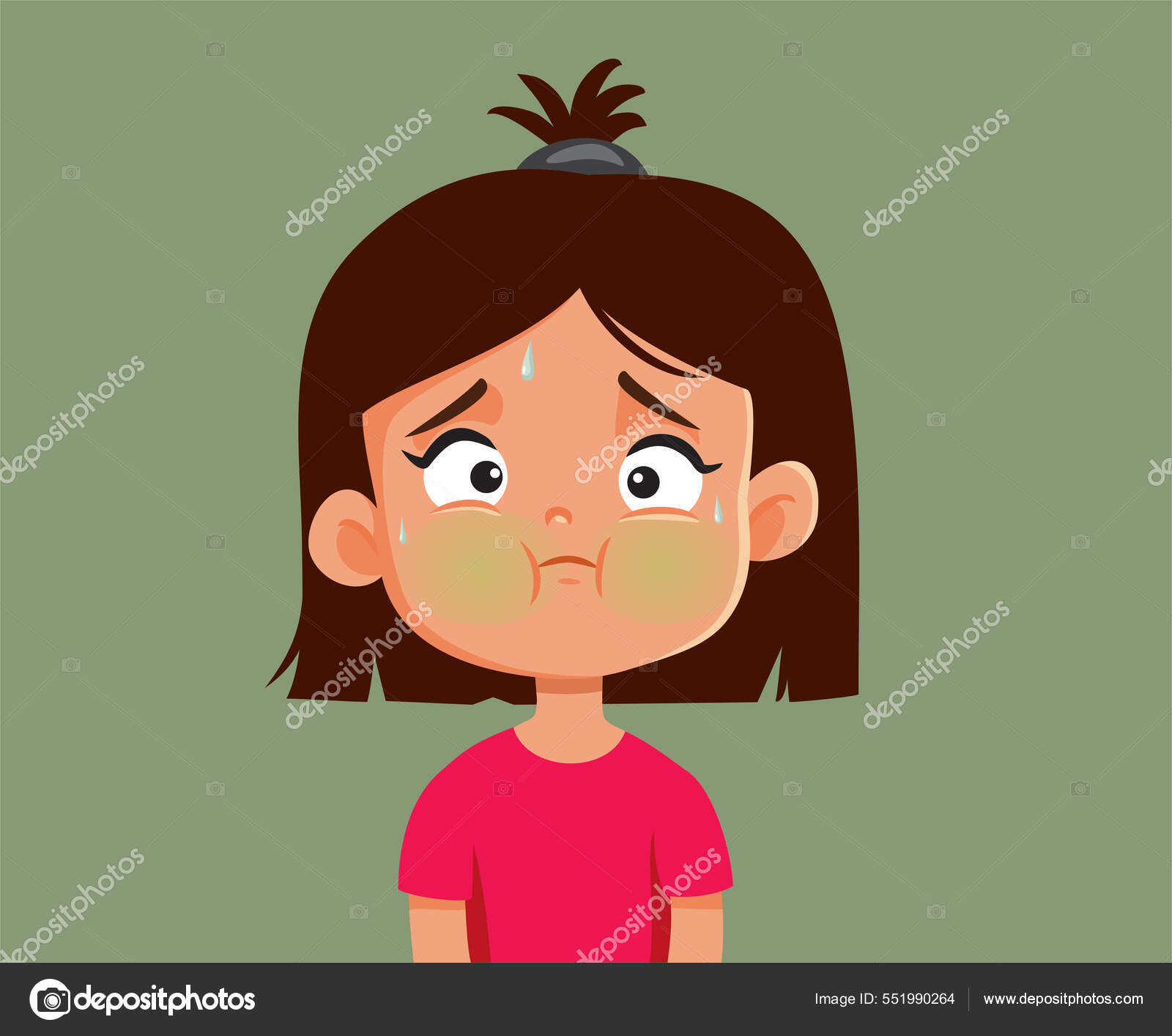 Maagpijn Cartoon Meisje