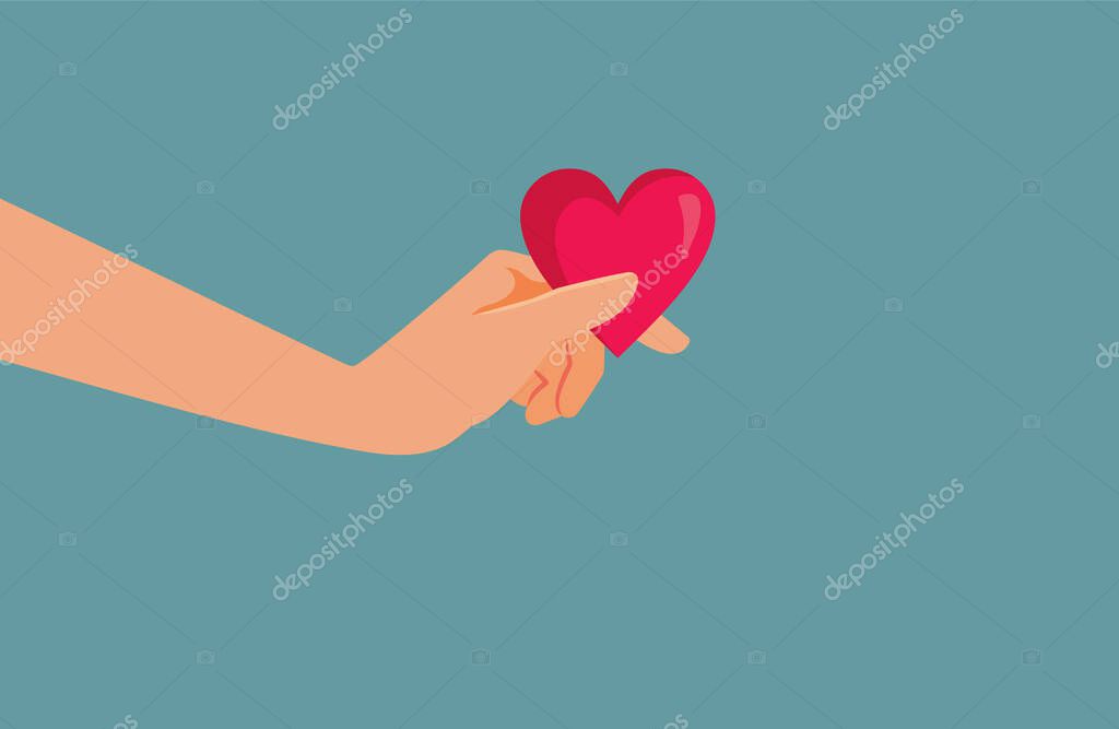 Mano sosteniendo el símbolo del corazón de la generosidad Vector ...