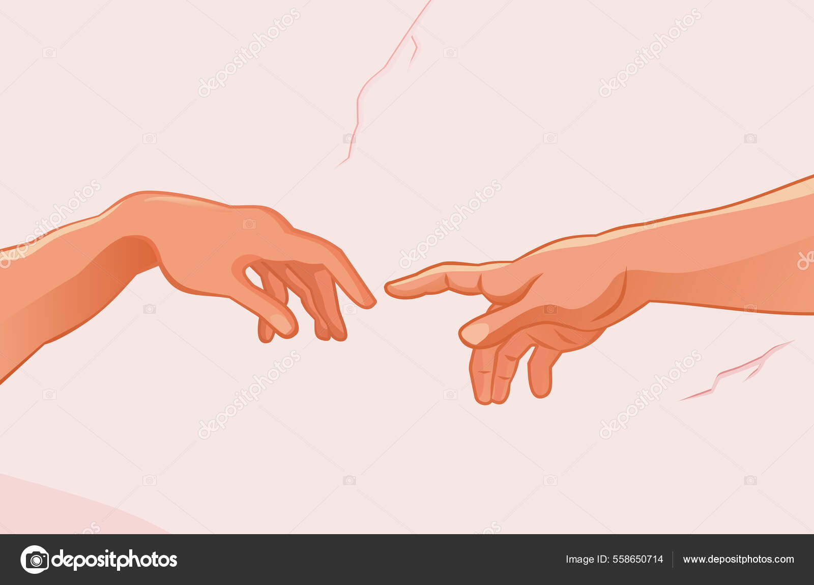 Illustration Dessin Animé Vectoriel Touchant Les Mains Vecteur par ...