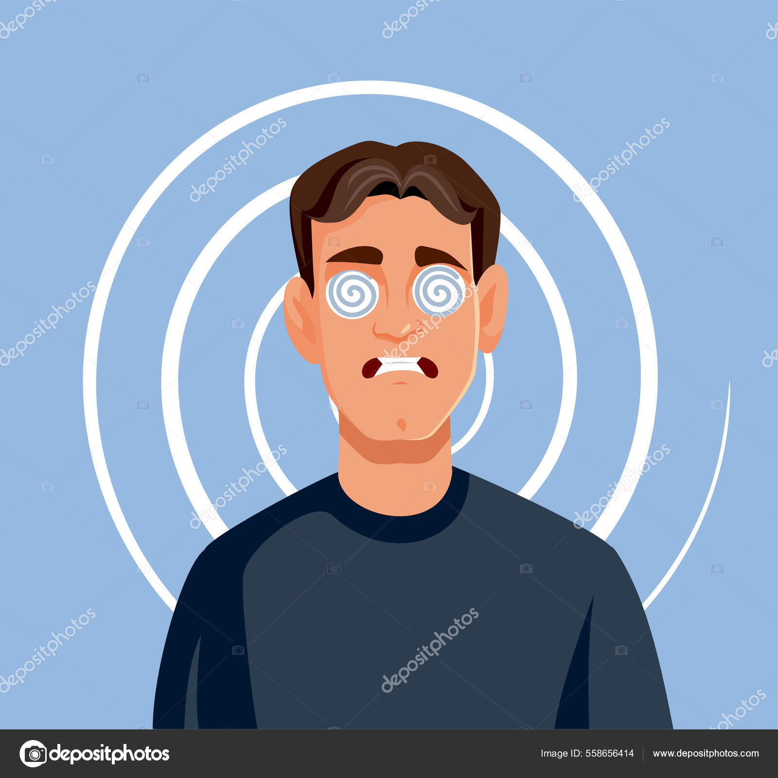 Dizzy Man Sentimento Nauseated Vector Cartoon Ilustração Vetor de ...