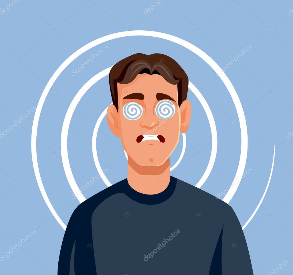 Hombre mareado sintiendo náuseas Vector Dibujos animados Ilustración 2022