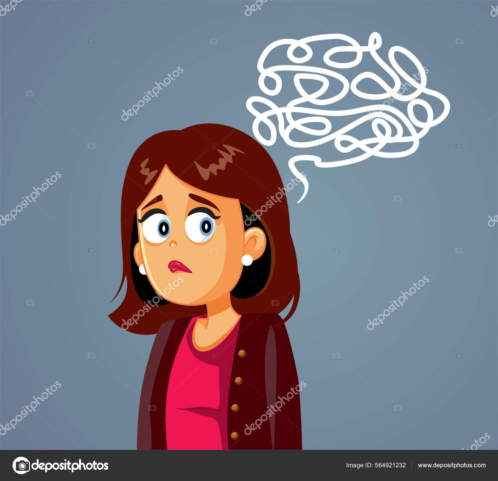 Mulher Perplexa Pensando Sentimento Doubt Vector Cartoon Ilustração ...