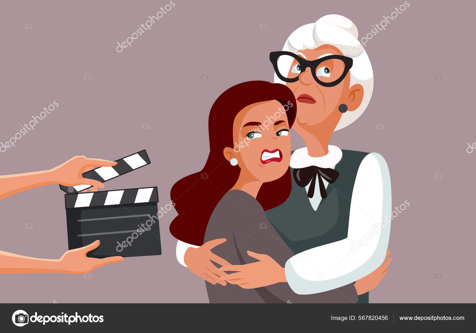 Actresses Filming Soap Opera Show Vector Cartoon Illustration Stock ...