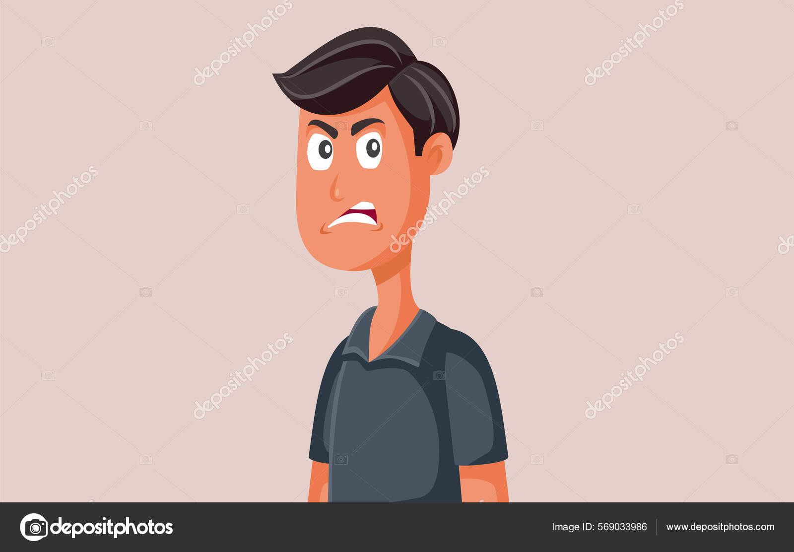 Angry Furious Man Feeling Irritated Vector Cartoon Illustration Vector ...