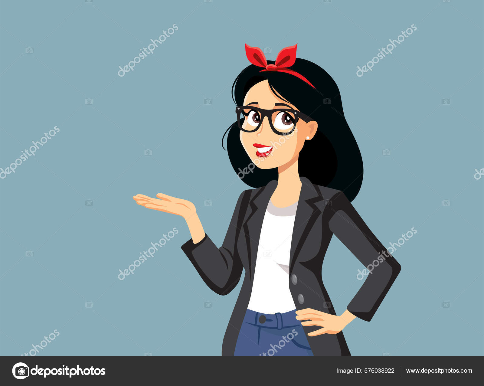 Princess Wearing Business Suit Eyeglasses Making Presentation Gesture ...