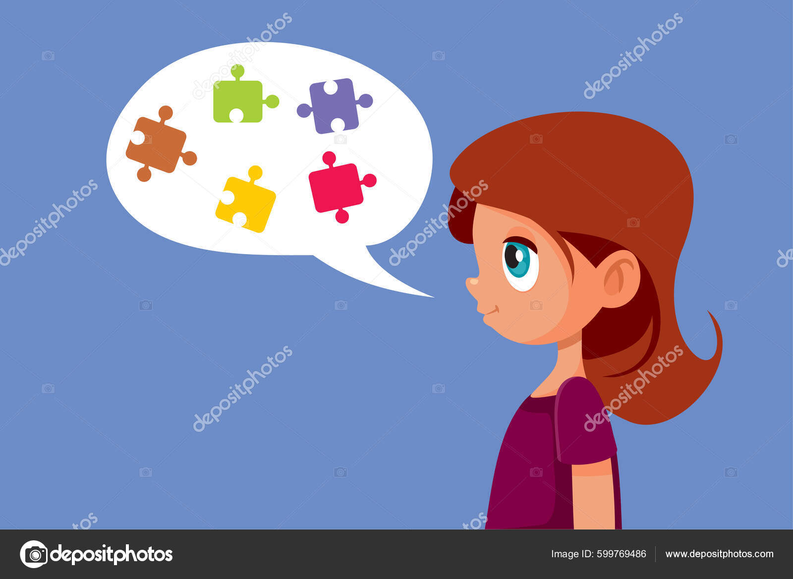 Little Girl Talking Difficulty Vector Cartoon Illustration Stock Vektor ...