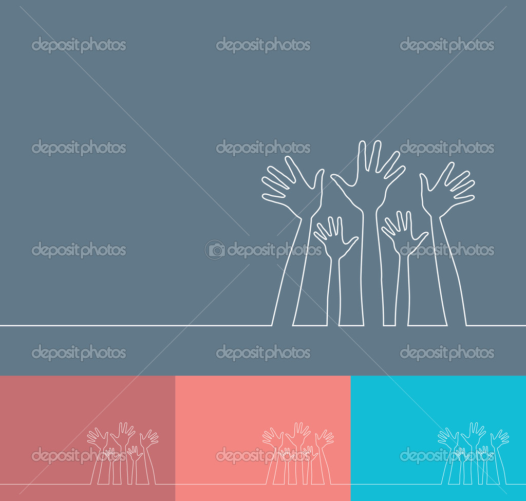 Simple line illustration of realistic happy hands Stock Vector Image by ...