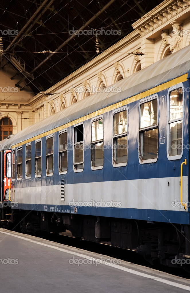 Passenger trains stationed in Budapest Keleti, railway station,Hungary ...
