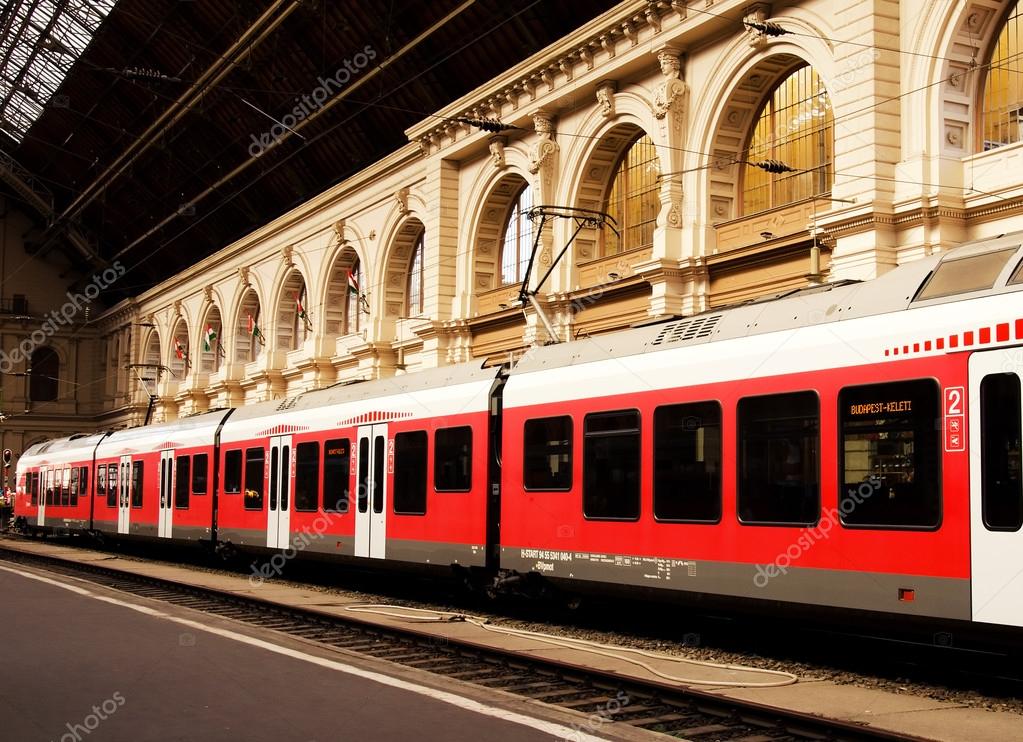 Passenger trains stationed in Budapest Keleti, railway station,Hungary ...