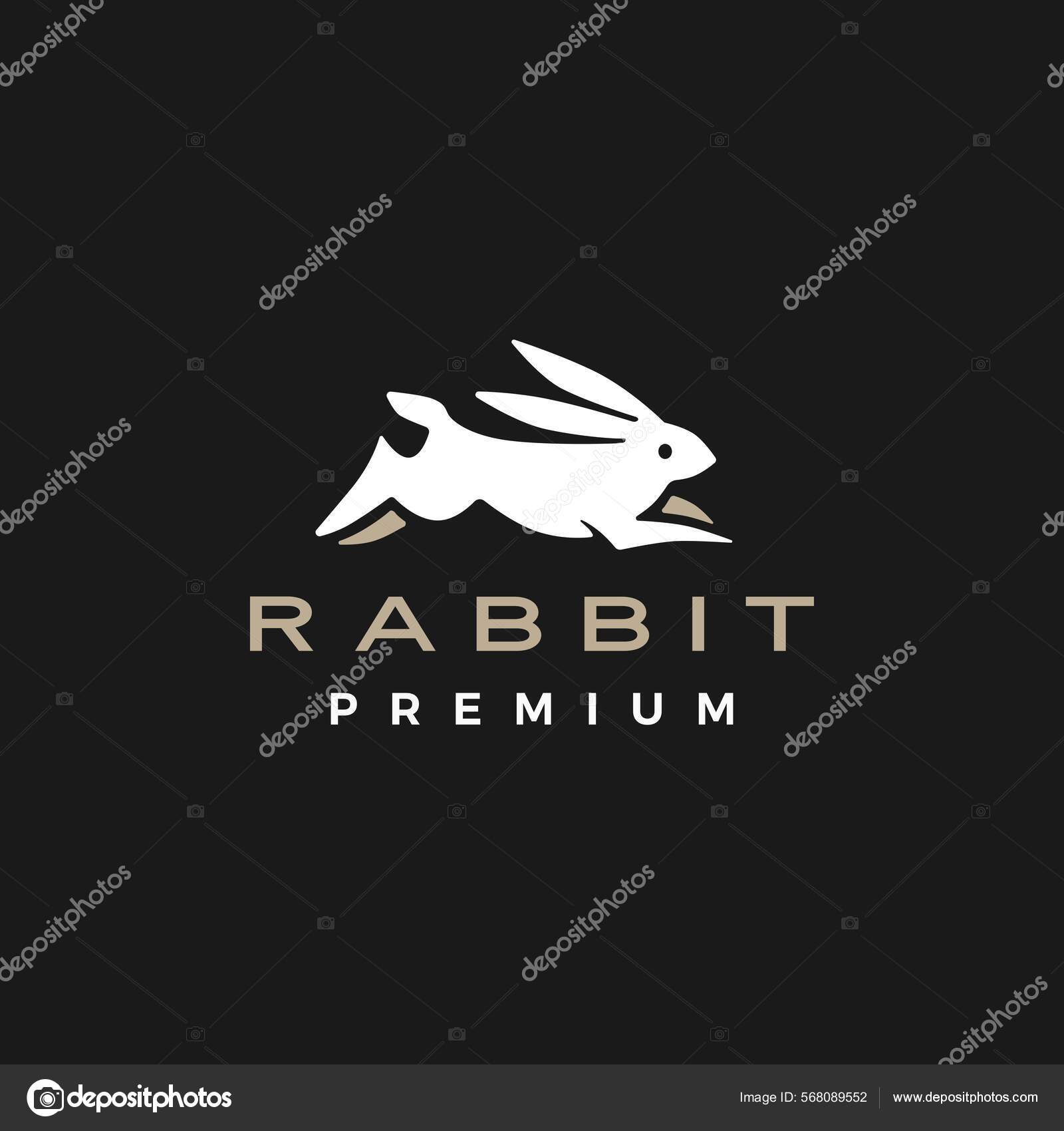 Jumping White Rabbit Logo Vector Icon Illustration Vetor de stock de ...