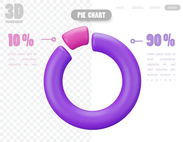Colorful Object Pie Chart Showing Percentage Split Business Information ...