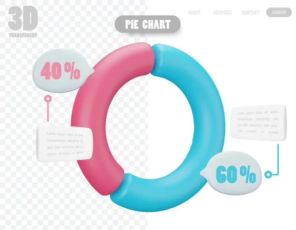 Colorful Object Pie Chart Showing Percentage Split Business Information ...