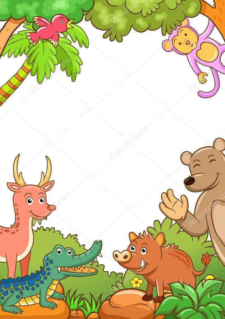 Frame with cute animals. Stock Vector by ©akarakingdoms 27628509