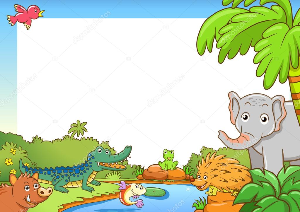 Frame with cute animals Stock Vector by ©akarakingdoms 27704373